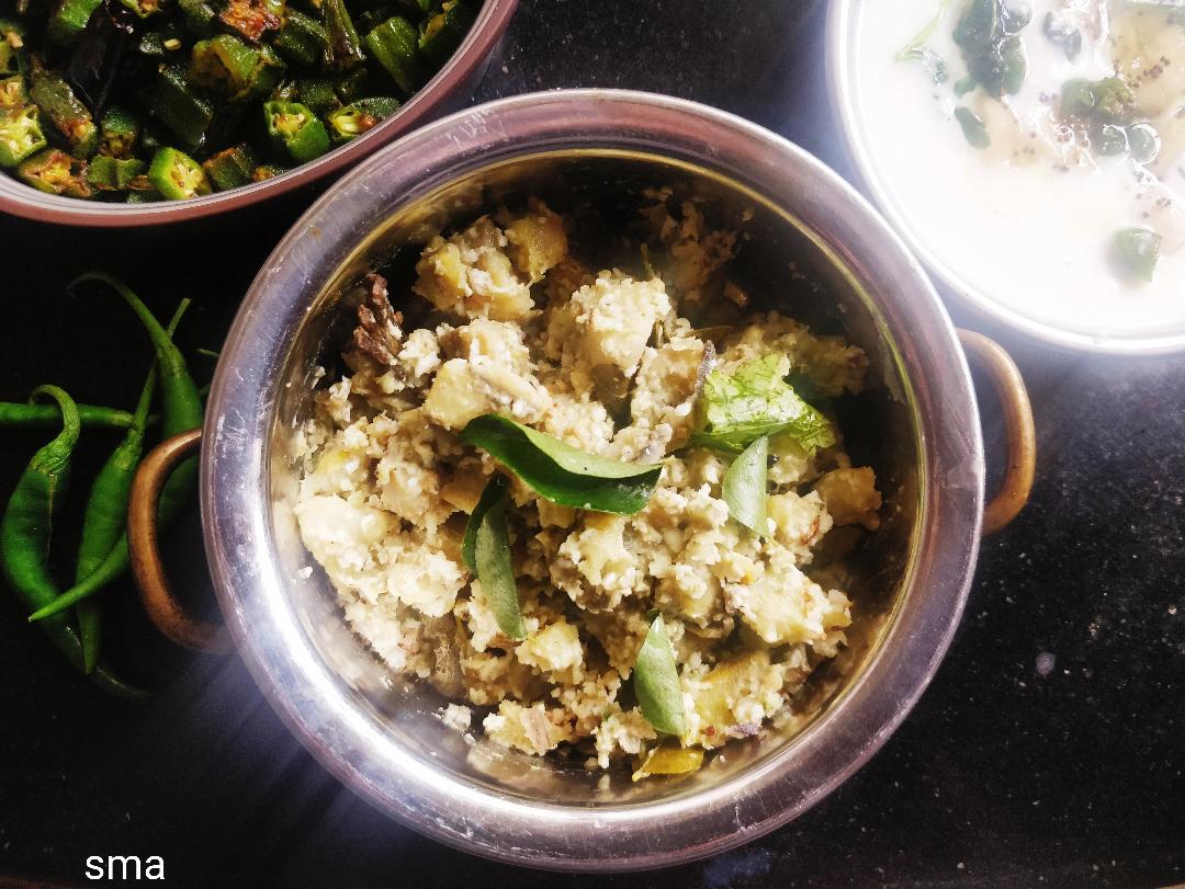 Erisseri made with Chenai and Vazhaikkai/ Raw Banana / Yam Erisseri ...